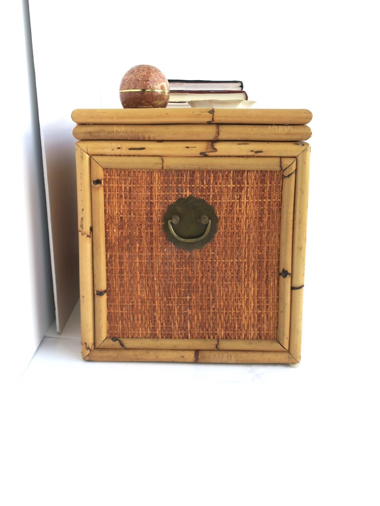 Wicker Bamboo Storage Chest Trunk Box or Cocktail Table For Sale at 1stDibs