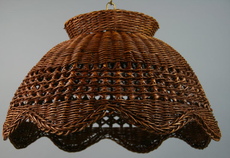 Wicker Scalloped Edge Pendant at 1stDibs | scalloped rattan pendant light