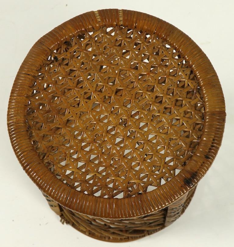 Wicker Taboret Table Emmanuelle Style at 1stDibs