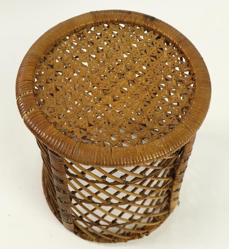 Wicker Taboret Table Emmanuelle Style at 1stDibs