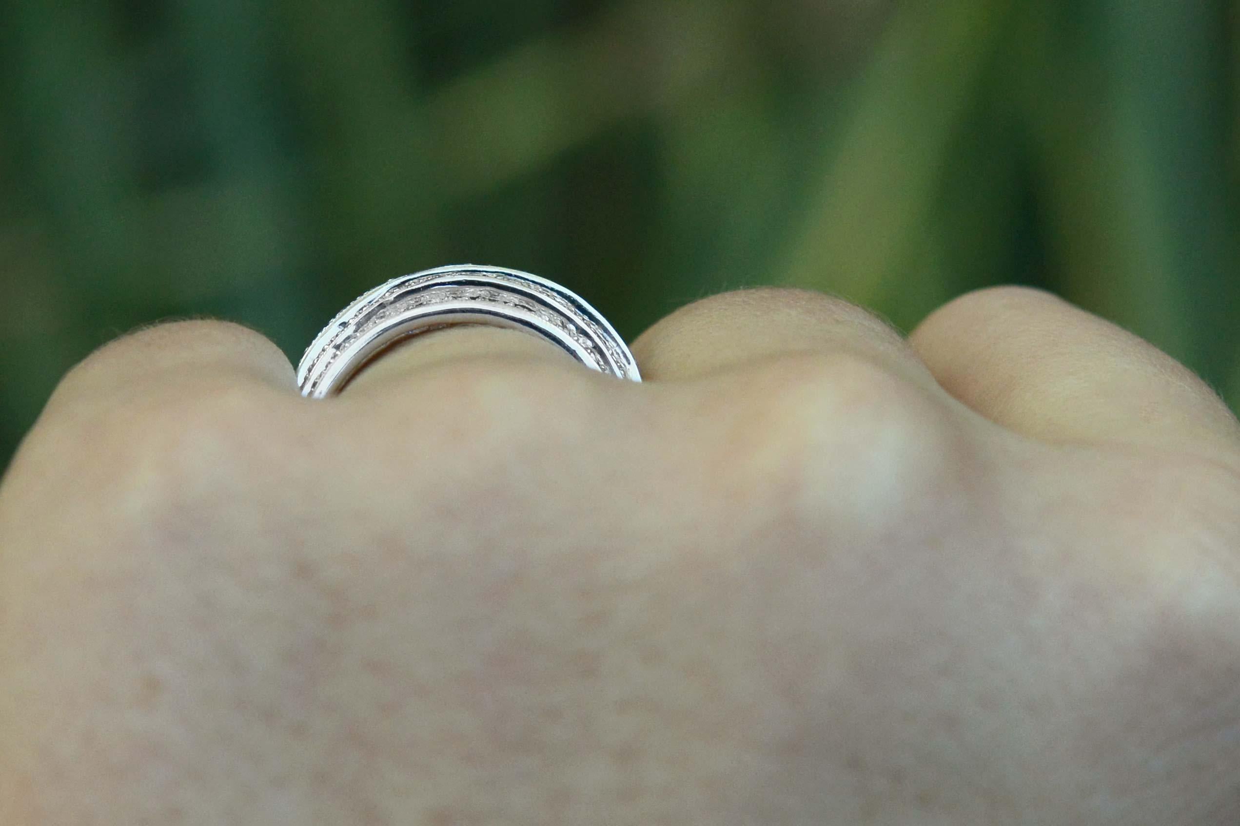 Wide 5 Row Diamond Cigar Band Anniversary Ring For Sale at 1stDibs