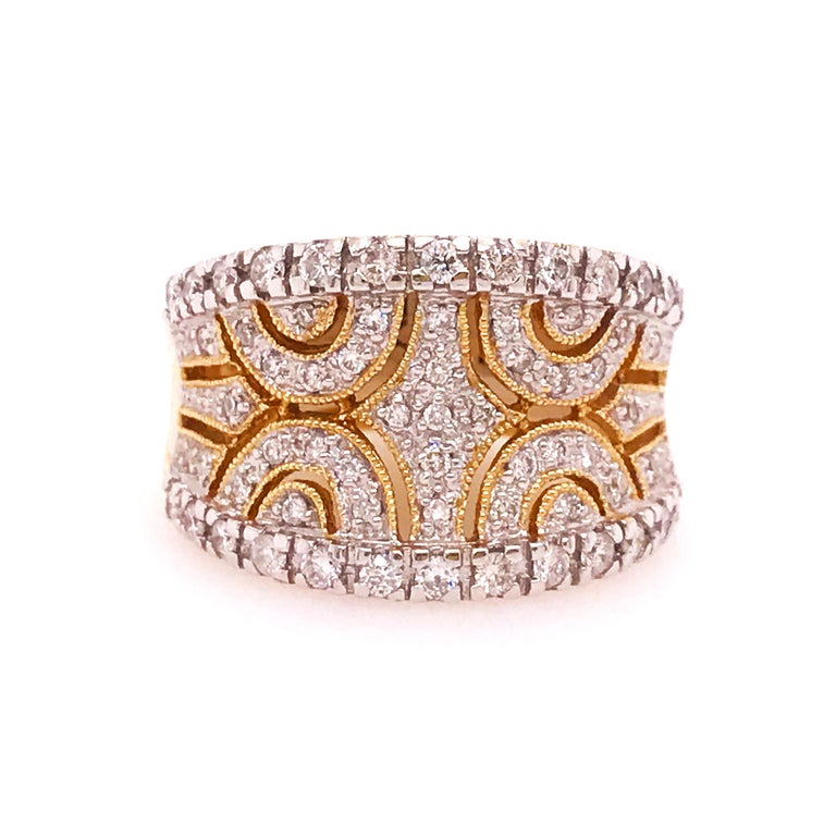 Wide .75 Carat Diamond Fashion Band in 14 Karat Yellow Gold and White ...