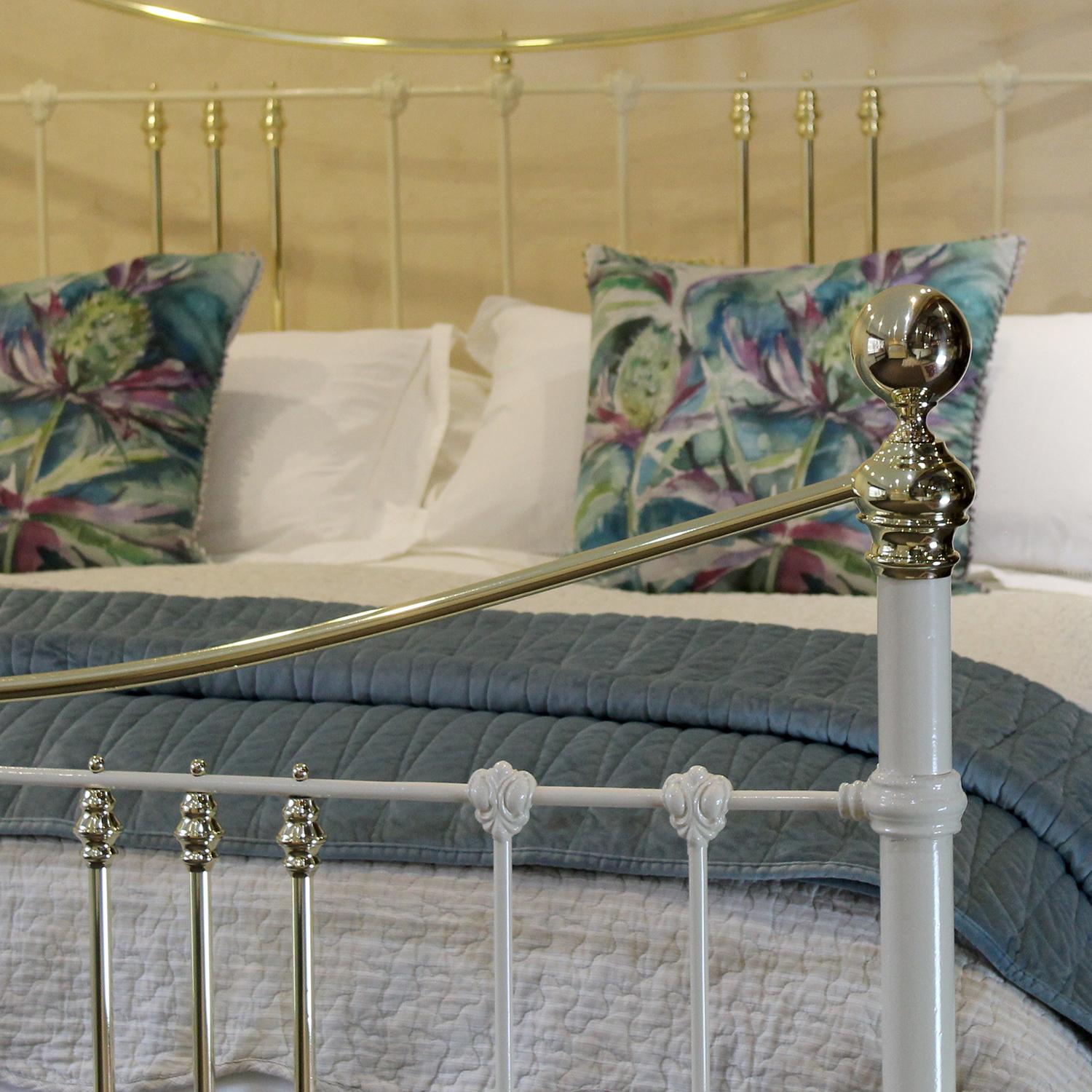 Wide Antique Bed in Cream MSK70 at 1stDibs