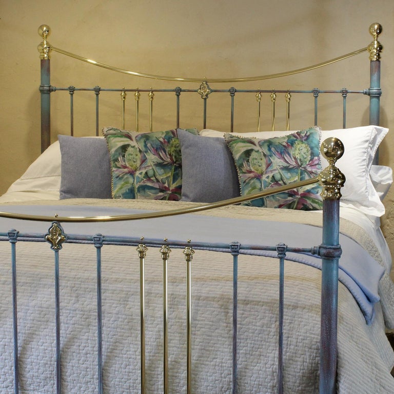 Wide Antique Bed in Verdigris MSK69 For Sale at 1stDibs