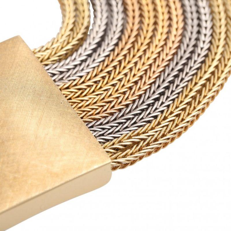 Wide Bracelet, Made of 12-Light Fox Tail Chains GG/WG 18k Made with ...