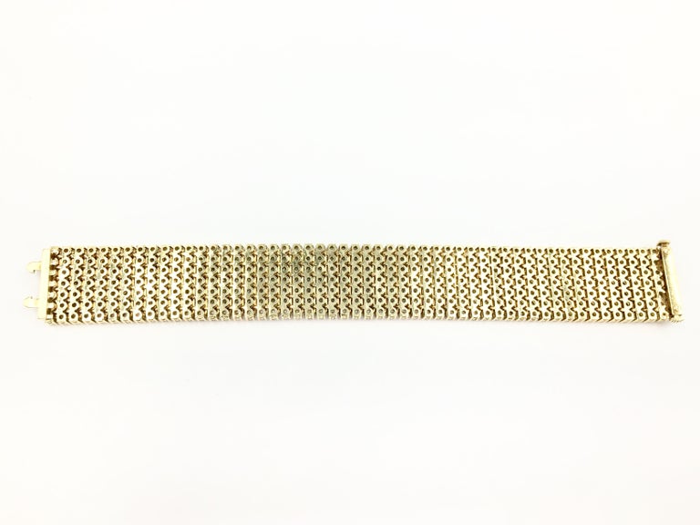 Wide Diamond Bracelet 37.50 Carat 18 Karat Yellow Gold For Sale at 1stDibs