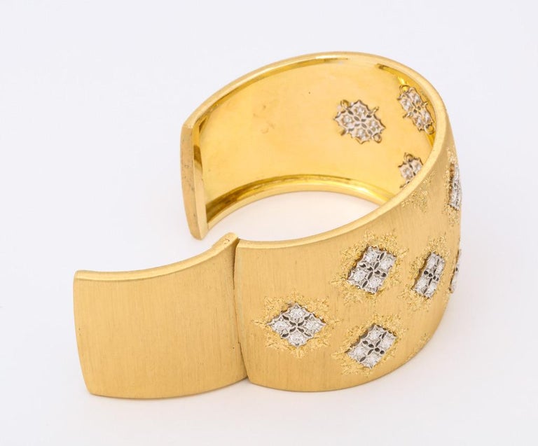 Wide Diamond Buccellati Cuff Bracelet at 1stDibs