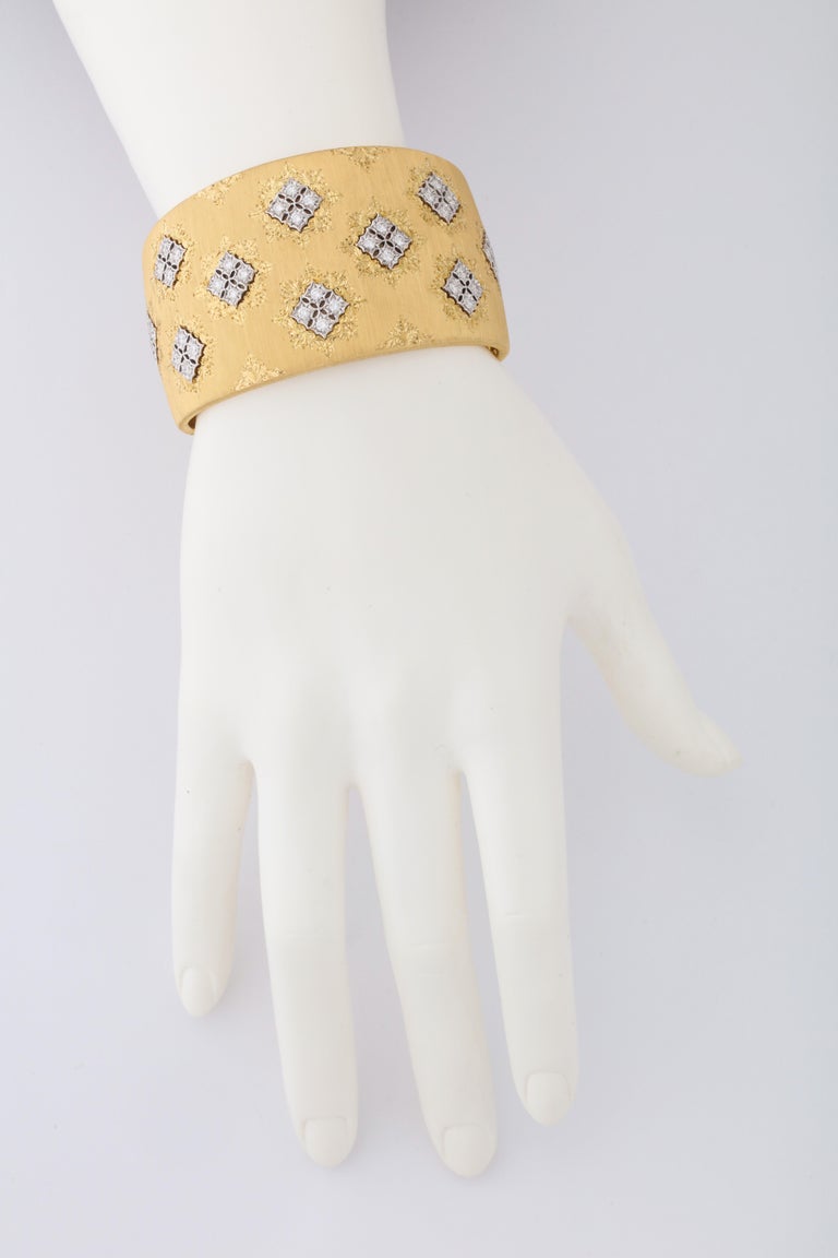 Wide Diamond Buccellati Cuff Bracelet at 1stDibs