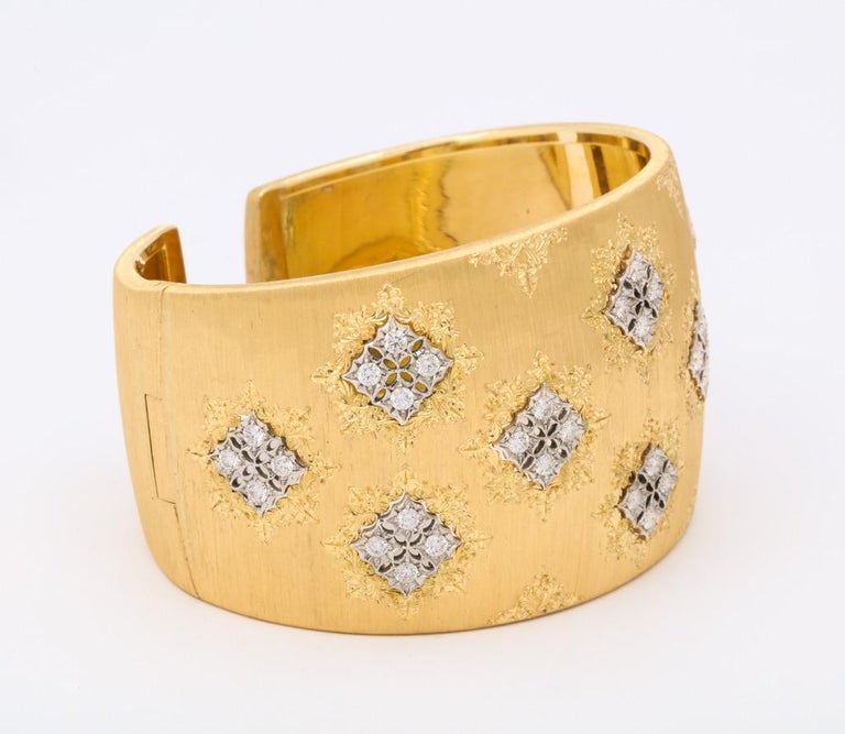 Wide Diamond Buccellati Cuff Bracelet at 1stDibs