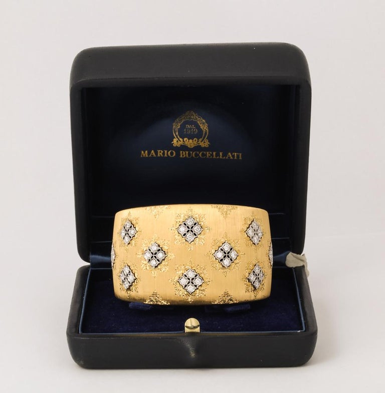 Wide Diamond Buccellati Cuff Bracelet at 1stDibs