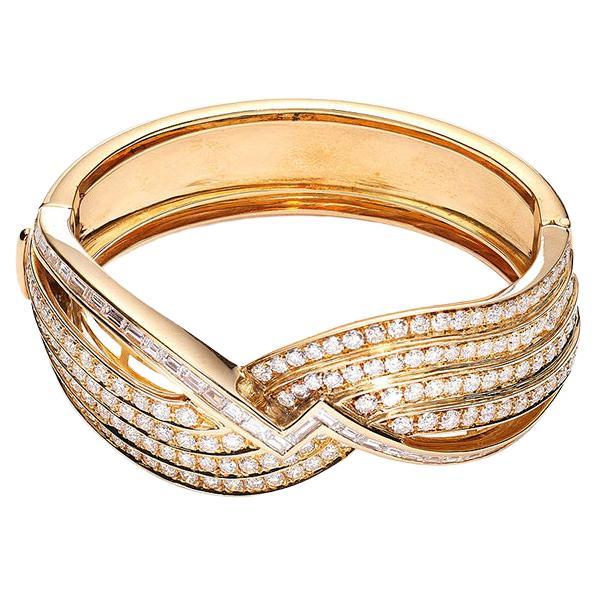 Stunning Wide Diamond Bracelet For Sale at 1stDibs | thick diamond ...