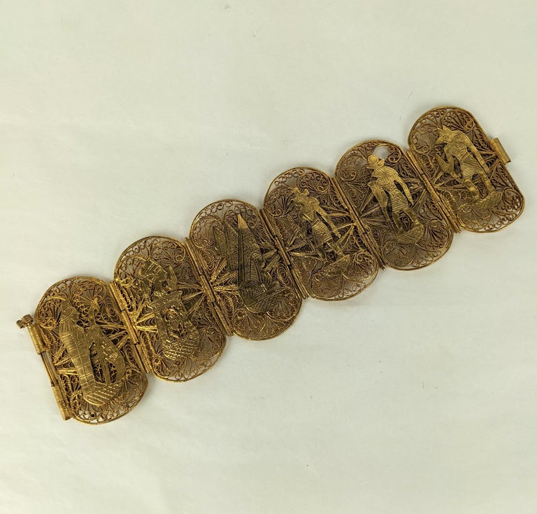 Wide Egyptian Vermeil Filigree Cuff For Sale at 1stDibs
