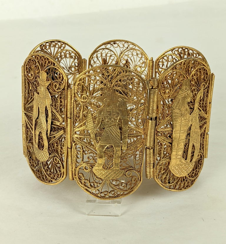 Wide Egyptian Vermeil Filigree Cuff For Sale at 1stDibs