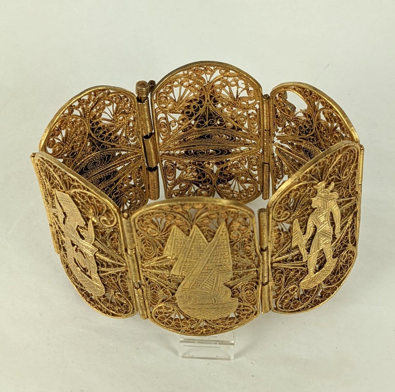 Wide Egyptian Vermeil Filigree Cuff For Sale at 1stDibs