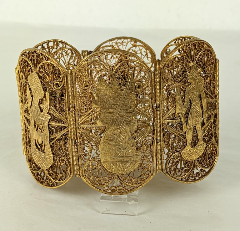 Wide Egyptian Vermeil Filigree Cuff For Sale at 1stDibs