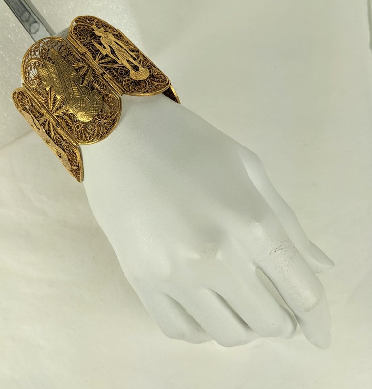 Wide Egyptian Vermeil Filigree Cuff For Sale at 1stDibs