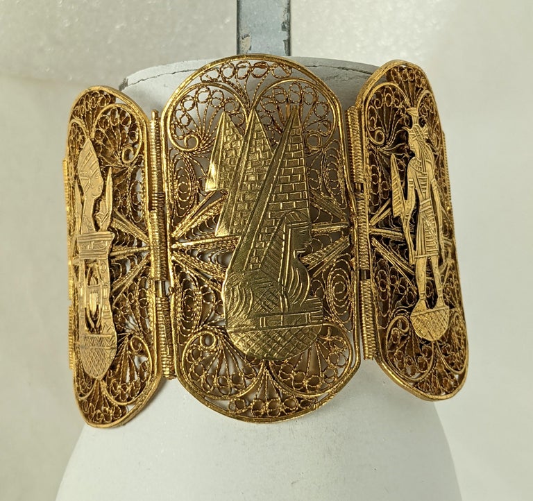 Wide Egyptian Vermeil Filigree Cuff For Sale at 1stDibs
