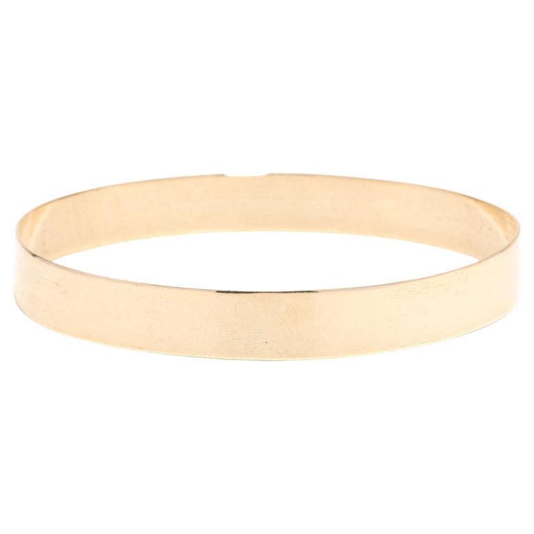 Wide Gold Bangle Bracelet, 14K Yellow Gold, Stackable Gold Bangle For ...