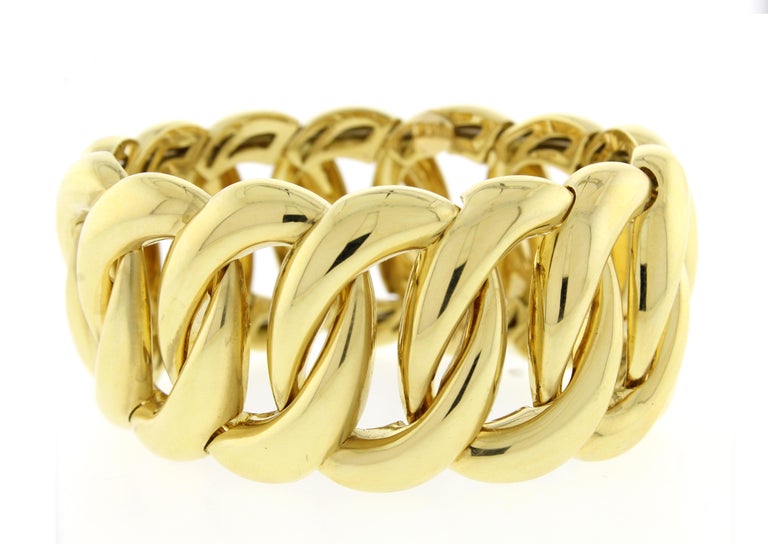 Wide Gold Bangle Bracelet at 1stDibs