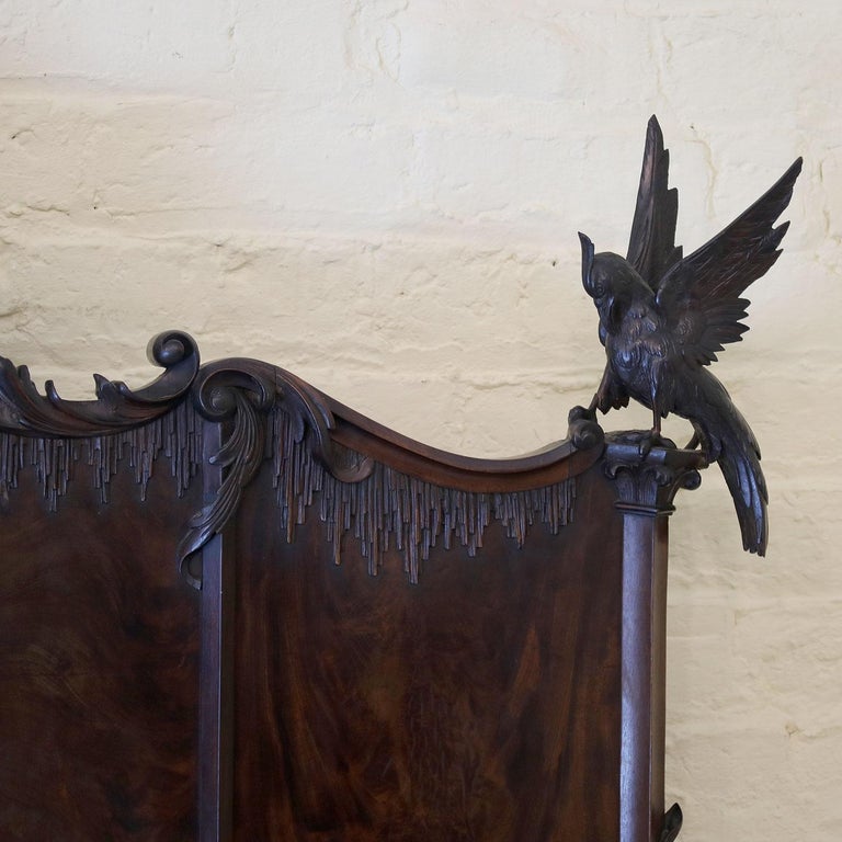Wide Mahogany Chippendale Revival Bed with Eagle Carvings at 1stDibs ...