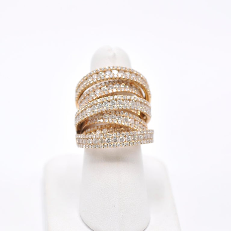 Wide Yellow Gold Diamond Ring at 1stdibs