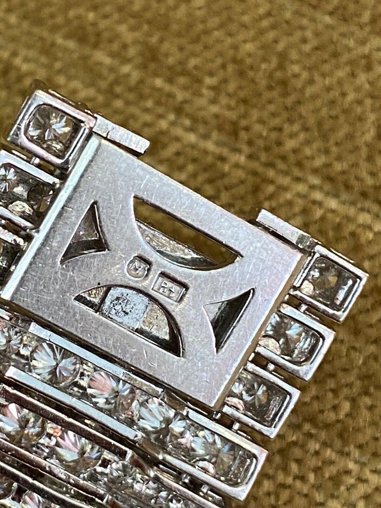 Wide Round Diamond 7 Row Bracelet 30.00cttw by Mikimoto in Platinum For ...