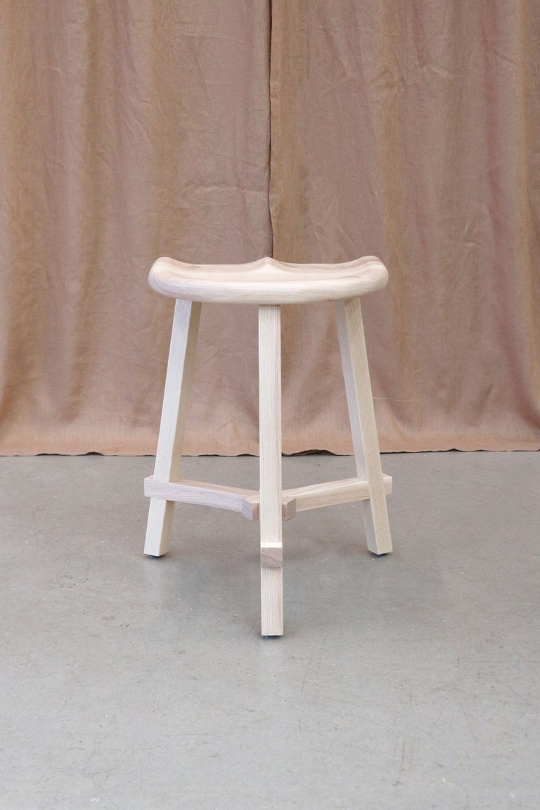 Wide Seat Small Wooden Make-Up Stool For Sale at 1stDibs
