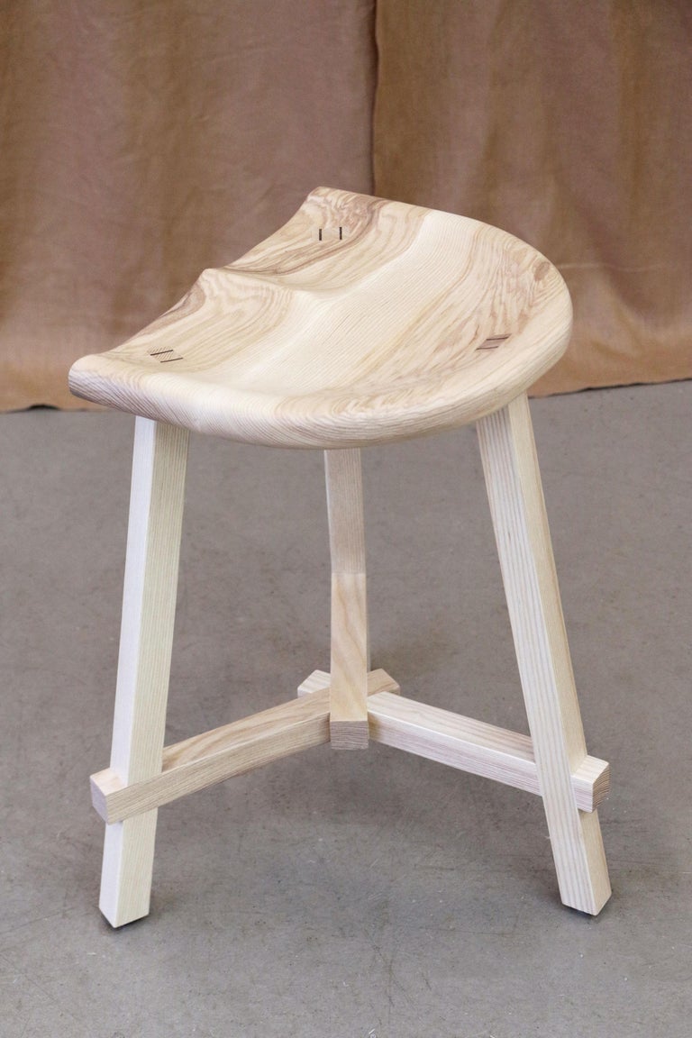 Wide Seat Small Wooden Make-Up Stool For Sale at 1stDibs