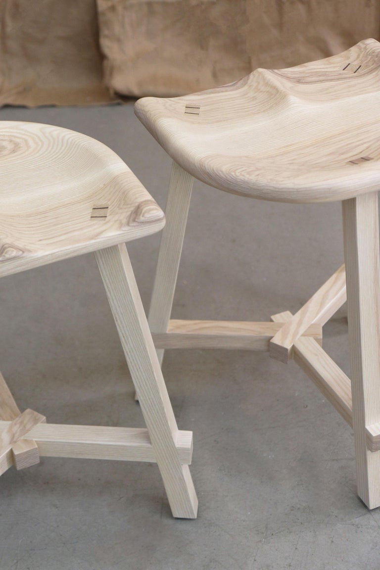 Wide Seat Small Wooden Make-Up Stool For Sale at 1stDibs