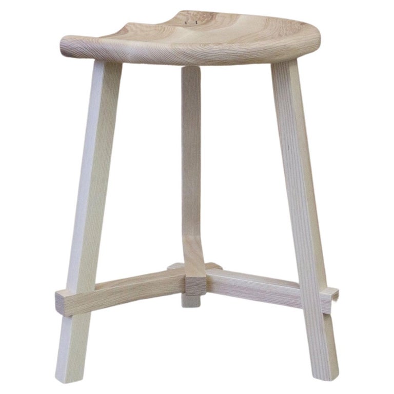 Wide Seat Small Wooden Make-Up Stool For Sale at 1stDibs