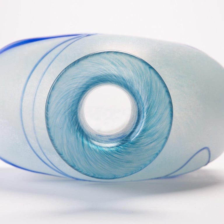 Wide-Shaped Blue Vase Made of Semitransparent Glass, 1990s For Sale at ...