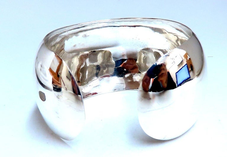 Wide Sterling Silver Dome Bangle Bracelet For Sale at 1stDibs