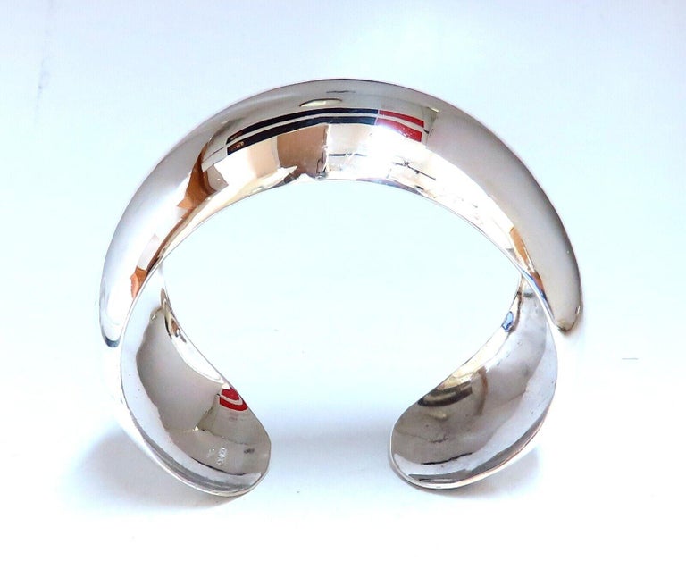Wide Sterling Silver Dome Bangle Bracelet For Sale at 1stDibs