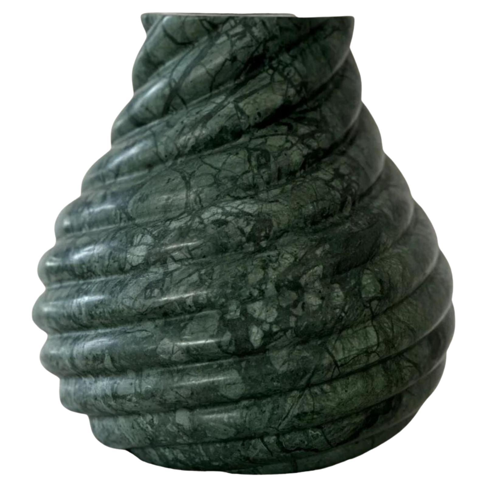 Wide Swell Vase: Large Vase in Emerald Italian Marble by Anastasio Home ...