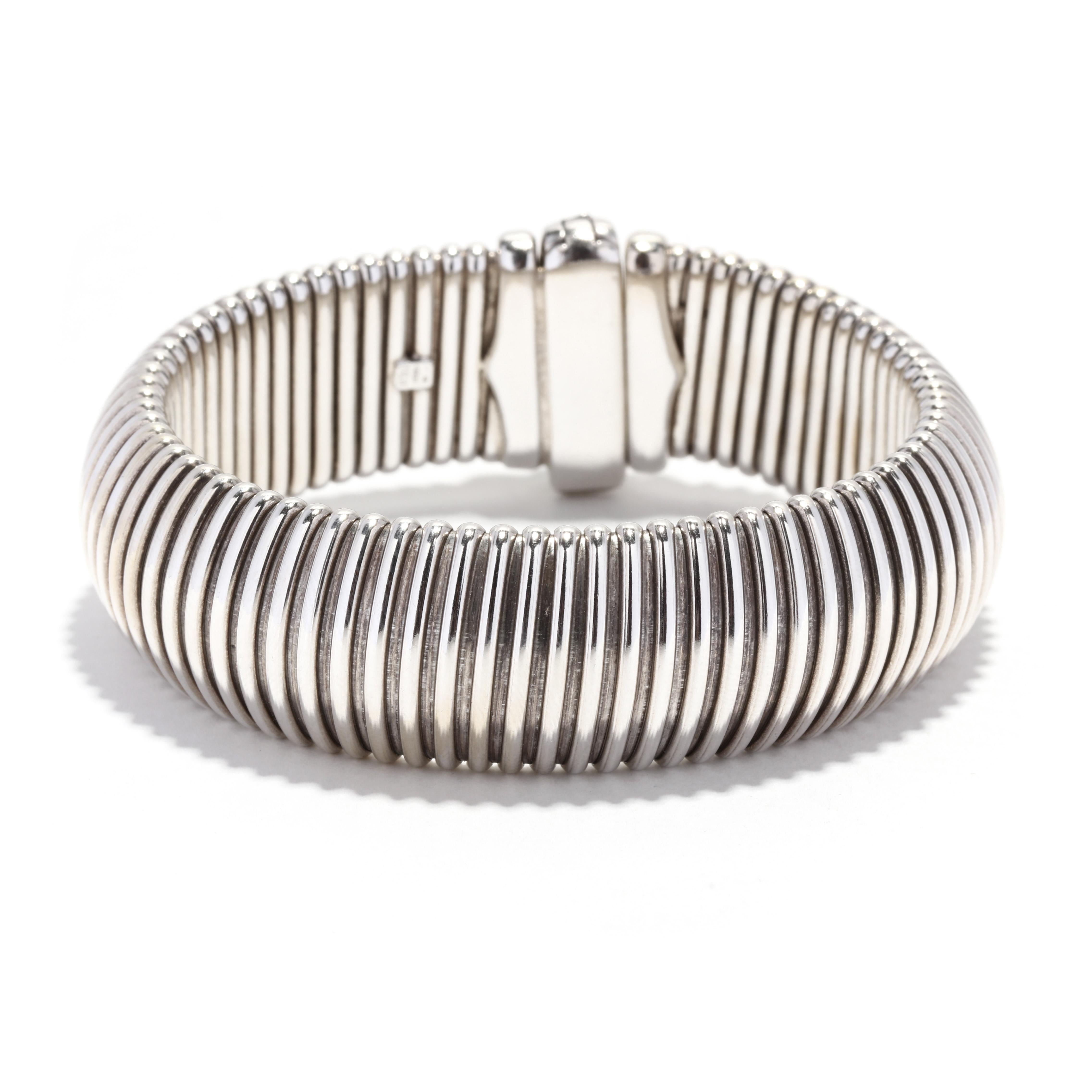 Wide Tubogas Bracelet, Sterling Silver, Wide Flexible Bracelet at 1stDibs
