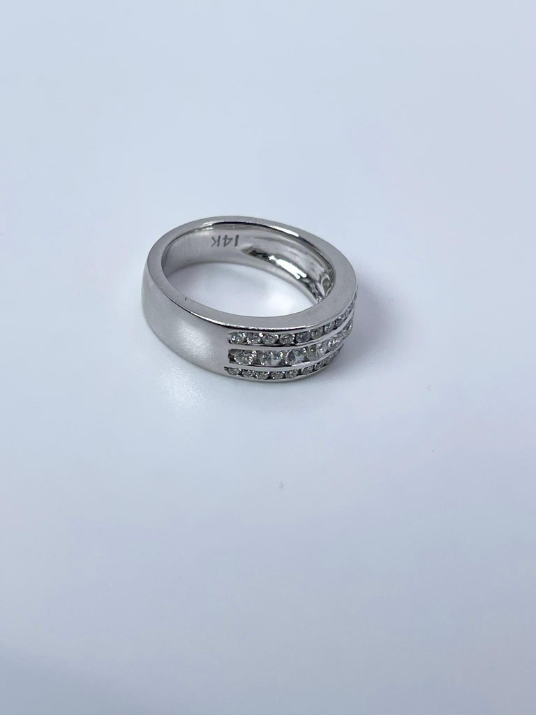 Wide Wedding Band 14kt White Gold 0.75ct Channel Set Diamond Ring For ...