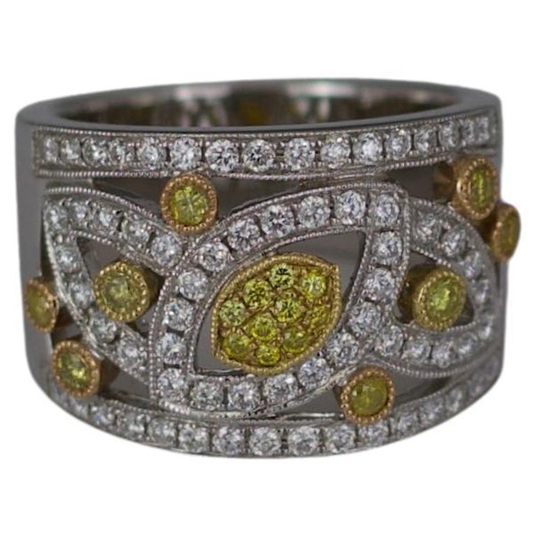 Wide Yellow Diamond Band Ring For Sale at 1stDibs