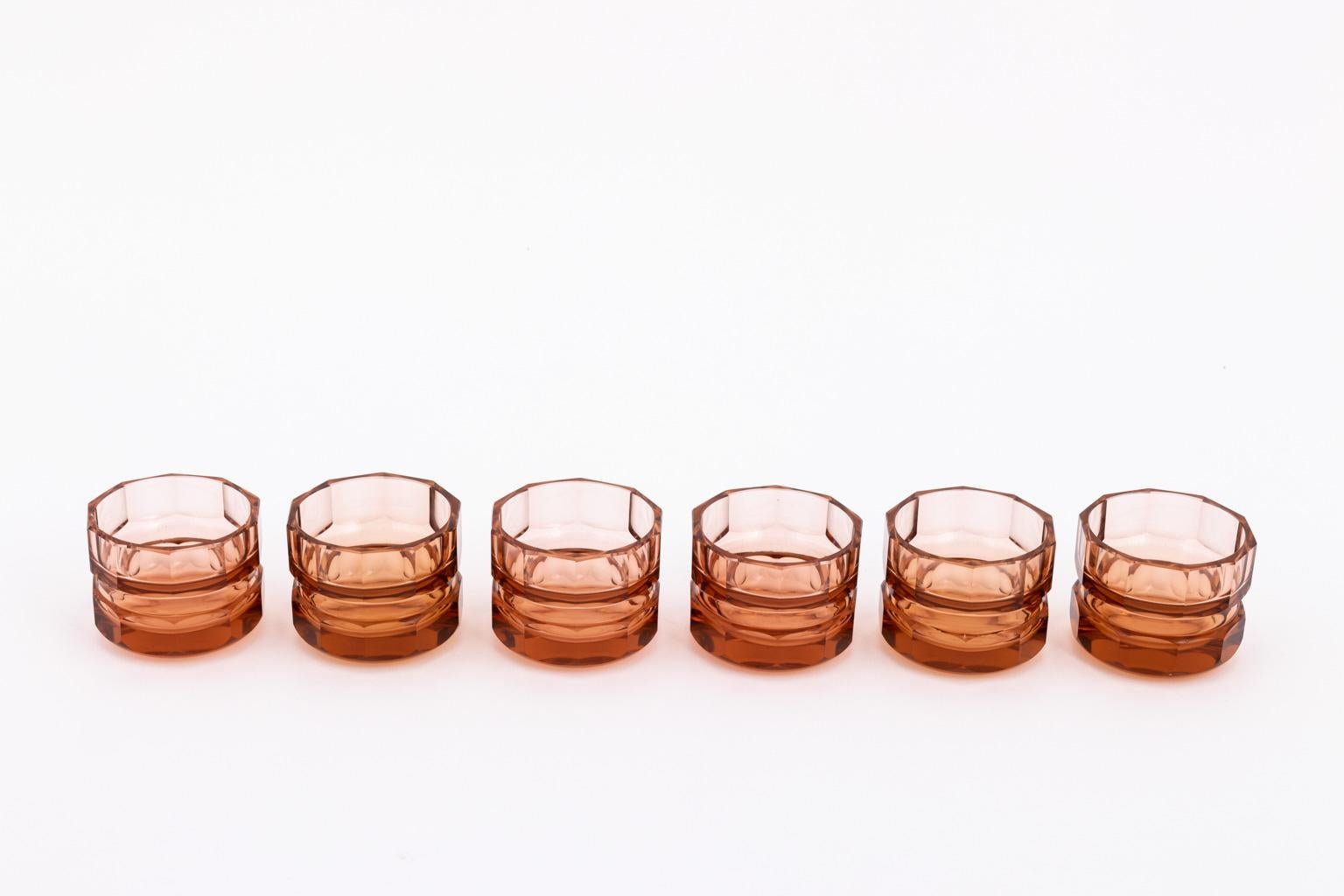 Wiener Werkstätten Josef Hoffmann for Moser Crystal Decanter with Six ...