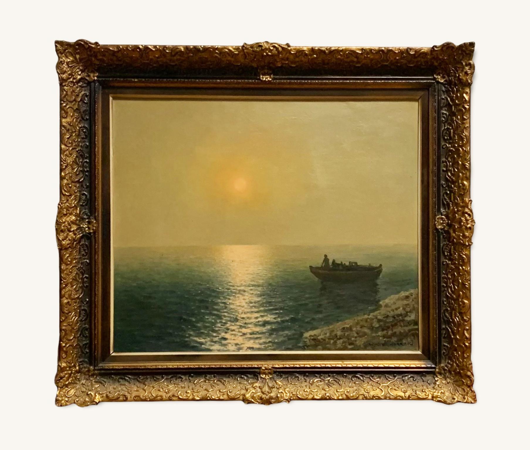 M Edward Griff - Marine Oil Painting by M Edward Griff A HARBOR SCENE ...