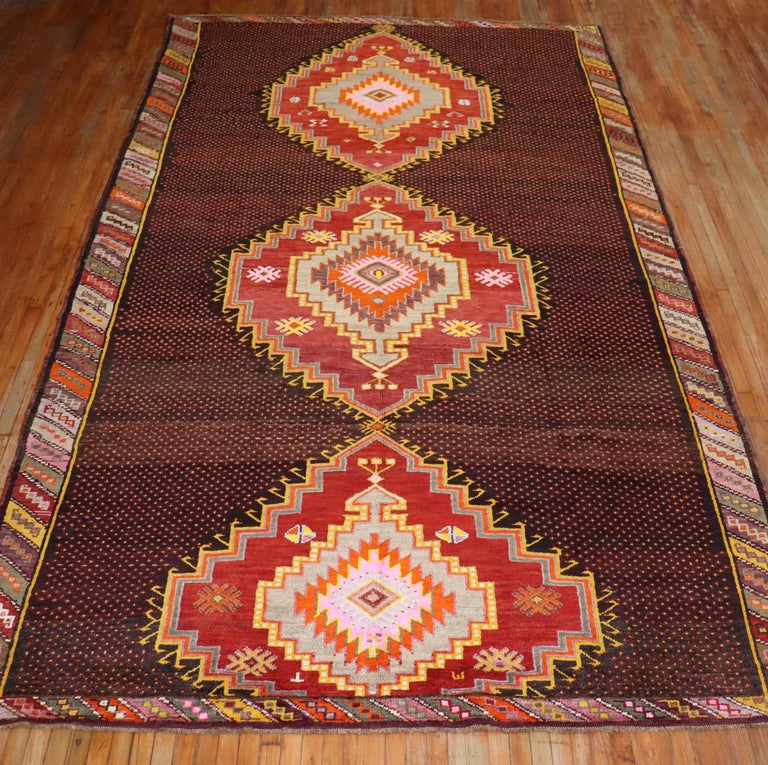 Wild 20th Century Colorful Turkish Kars Anatolian Corridor Rug For Sale ...