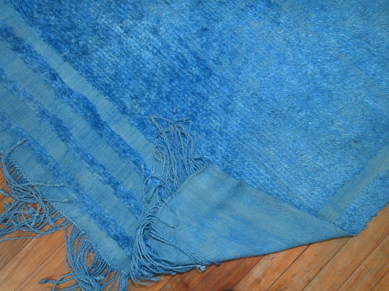 Wild Blue Vintage Turkish Mohair Rug For Sale at 1stDibs