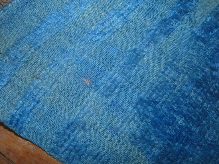 Wild Blue Vintage Turkish Mohair Rug For Sale at 1stDibs