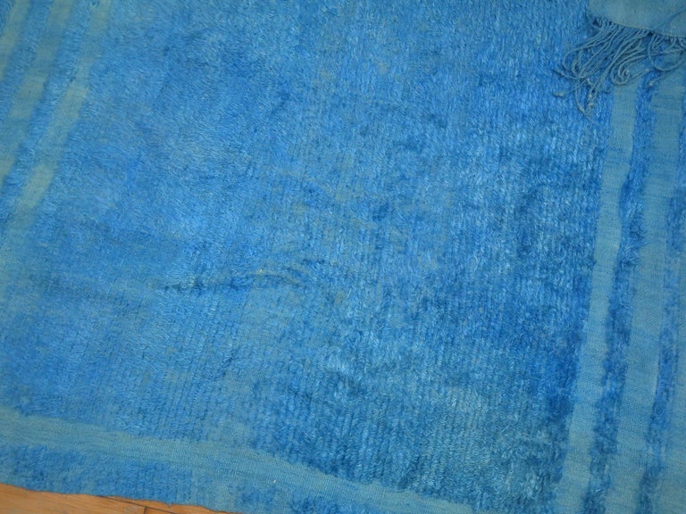 Wild Blue Vintage Turkish Mohair Rug For Sale at 1stDibs