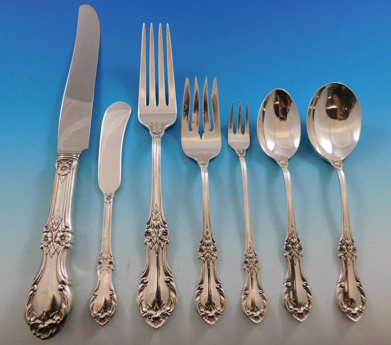 Wild Rose by International Sterling Silver Flatware Service 12 Set 90 ...