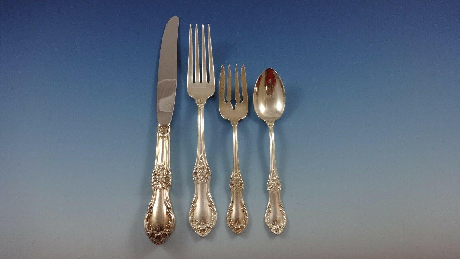 Wild Rose by International Sterling Silver Flatware Service 12 Set 95 ...