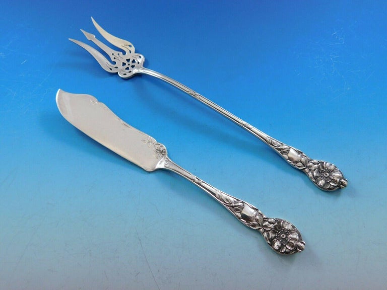 Wild Rose by Watson Sterling Silver Flatware Set 12 Service 101 Pieces ...