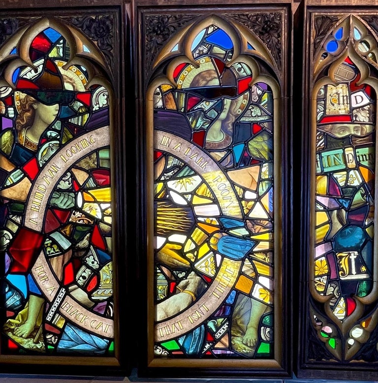 ‘Wilde Trilogy’ Stained Glass Triptych By Tom Spencer For Sale at 1stDibs