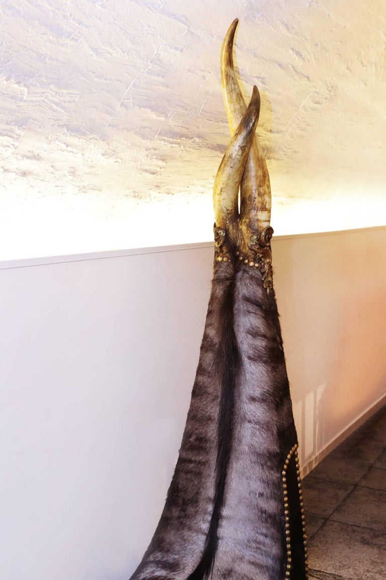 Wildebeest Armchair with Zebu Horns For Sale at 1stdibs