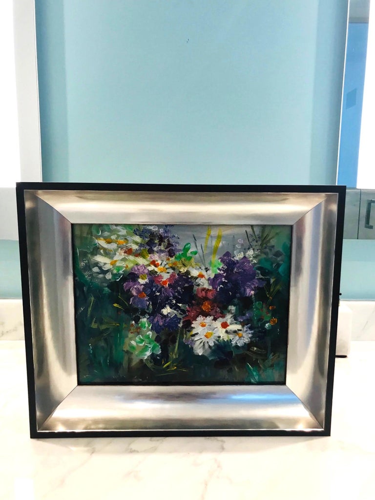 Wildflowers Impressionist Still Life Painting in Custom Frame by John ...