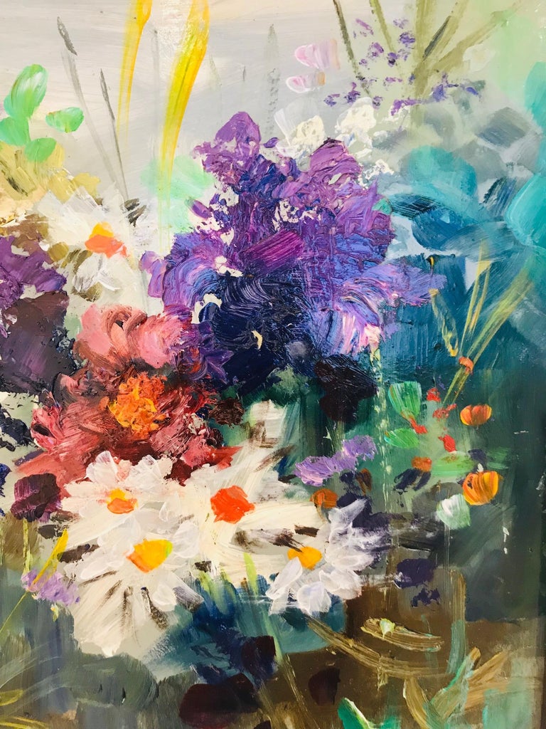 Wildflowers Impressionist Still Life Painting in Custom Frame by John ...